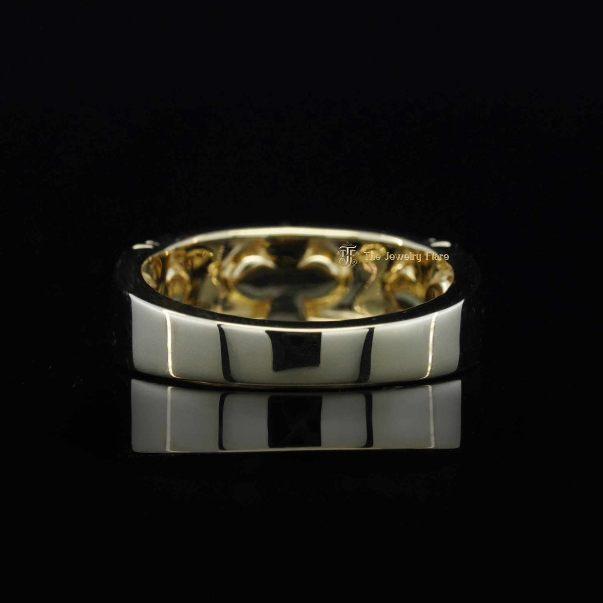Clover Leaf Diamond Wide Wedding Band | Diamond Band – The Jewelry Flare